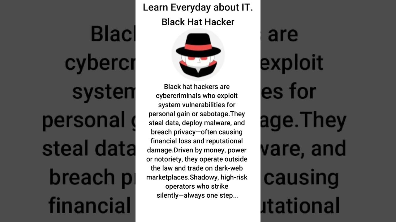Black Hat Hacker Explained for Beginners 🕵️‍♂️💻 #shorts