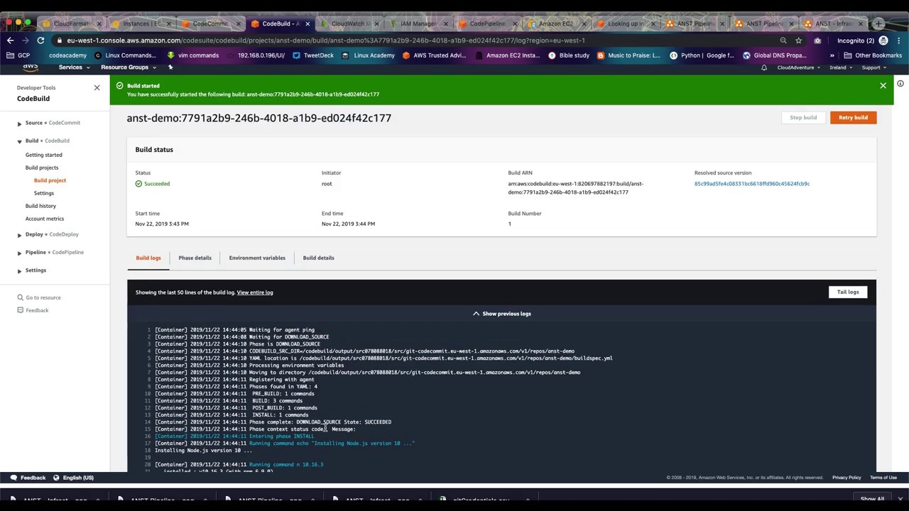 Using AWS Codebuild for automating testing