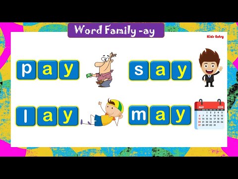 Word Family -ay for beginners | ay Family Words for kids | CVS Word Family ay| ay phonic words