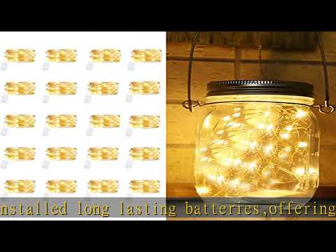 HAOSEE 20 Pack Led Fairy Lights Battery Operated,3.3ft 20 LED Silver Wire Warm White Firefly Lights