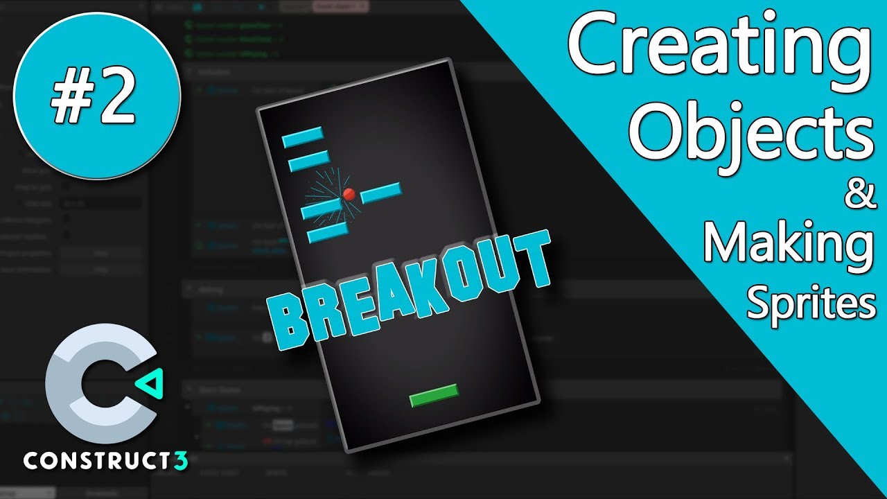 Construct 3 Tutorial part 2 - Brick Breaker / Breakout Game - making objects and sprites - no coding