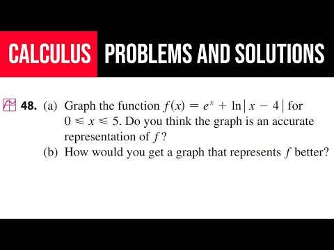 48. Graph the function f(x)=e^x+ln|x-4| for 0≤x≤5. Do you think the graph is an accurate represent