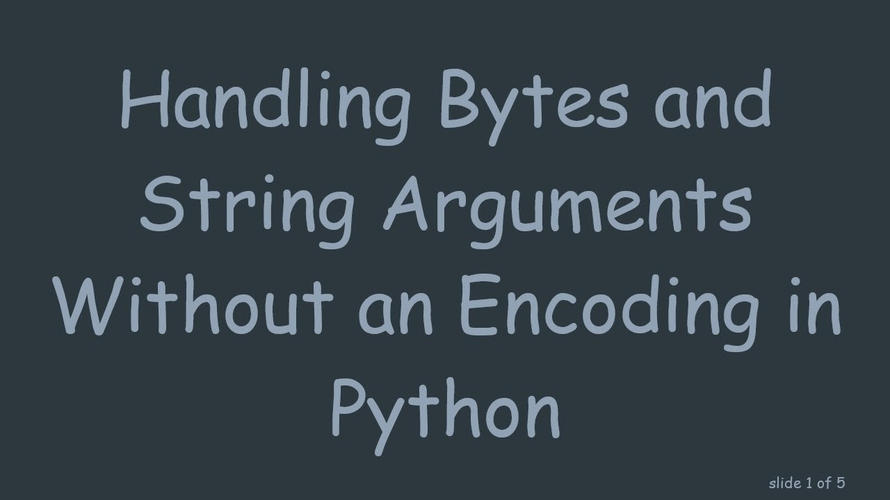 Handling Bytes and String Arguments Without an Encoding in Python