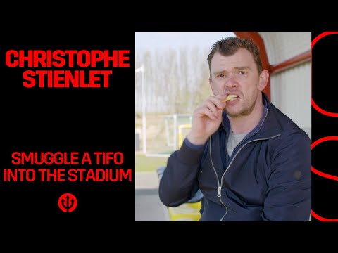 #REDDEVILS | Christophe Stienlet tries to smuggle a tifo into the stadium