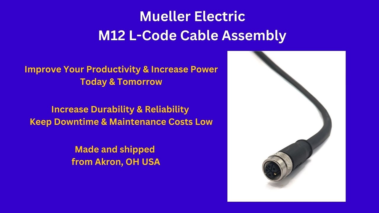 Mueller Electric's M12 L-Coded Cable Assembly