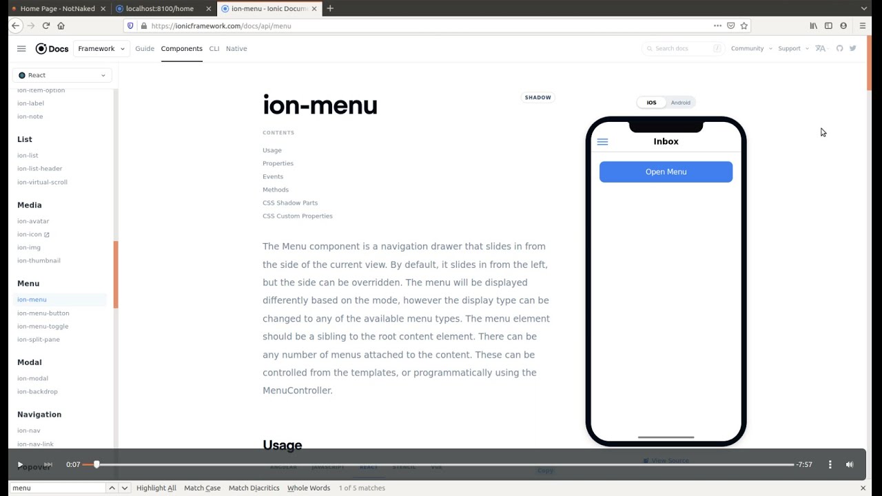 12 Ionic 5: Single Level Side menu