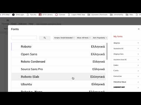 Adding Greek Extended Fonts to Google Docs