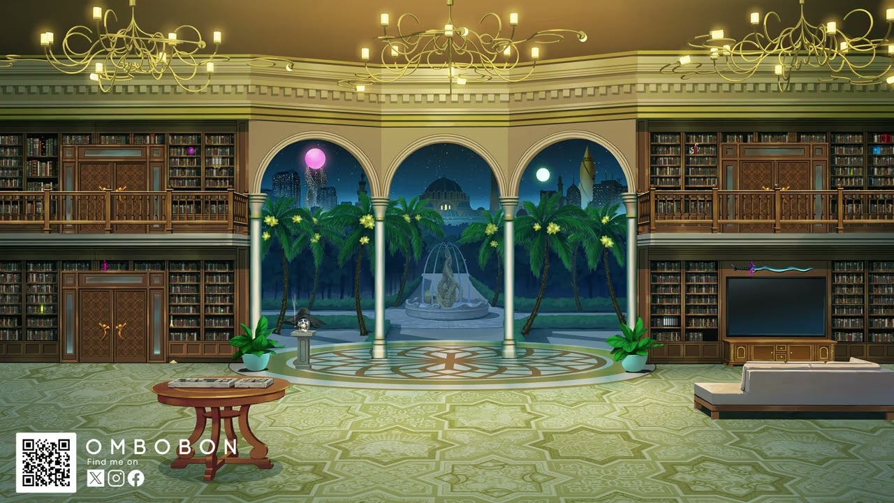 Animated castle interior persian anime background