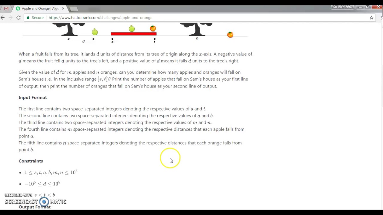 Hackerrank Solution - Apple and Orange Algorithms - Java version