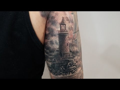 How To Tattoo real time , Lighthouse tattoo , by Cris Gherman aka NinjaCG