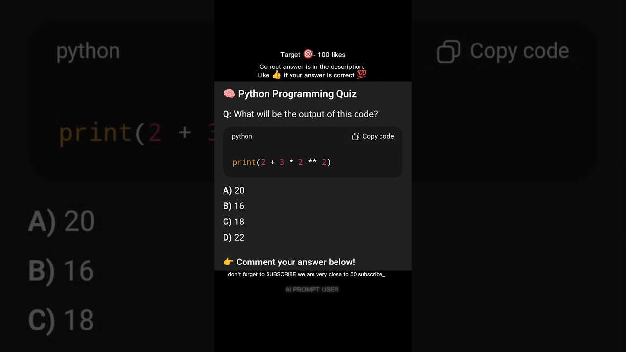 Collecting Programmers day-22 (49/100) #python #java #coding #aipromptuser  #programming