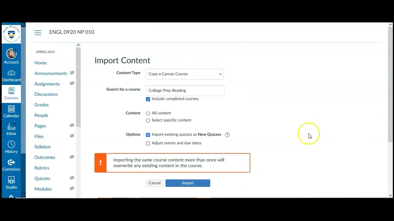 How to Quickly Copy/Import a previous Canvas Course (For Instructors)
