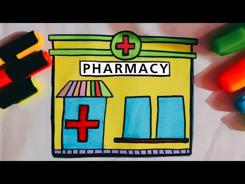 | PHARMACY | easy drawing for beginners | colouring | drawing | step by step tutorial