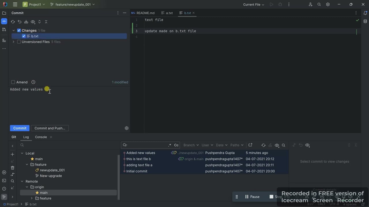 Commit changes using intellij idea