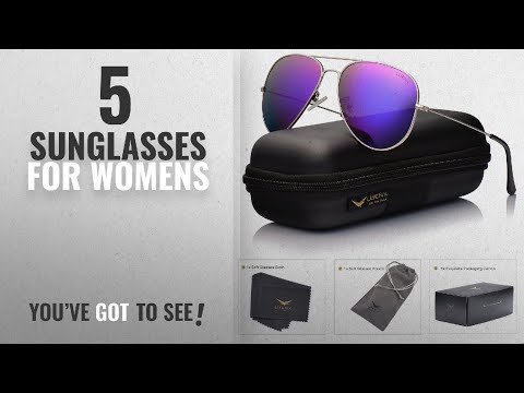 Top 10 Sunglasses For Womens [2018]: LUENX Womens Aviator Sunglasses Polarized Mirrored Purple