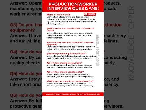 Production Worker Job Interview Questions and Answer