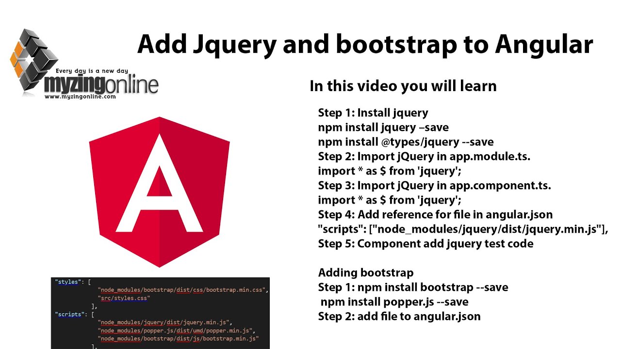 Angular 7 Lesson 4 -  How to add jquery and bootstrap to angular app