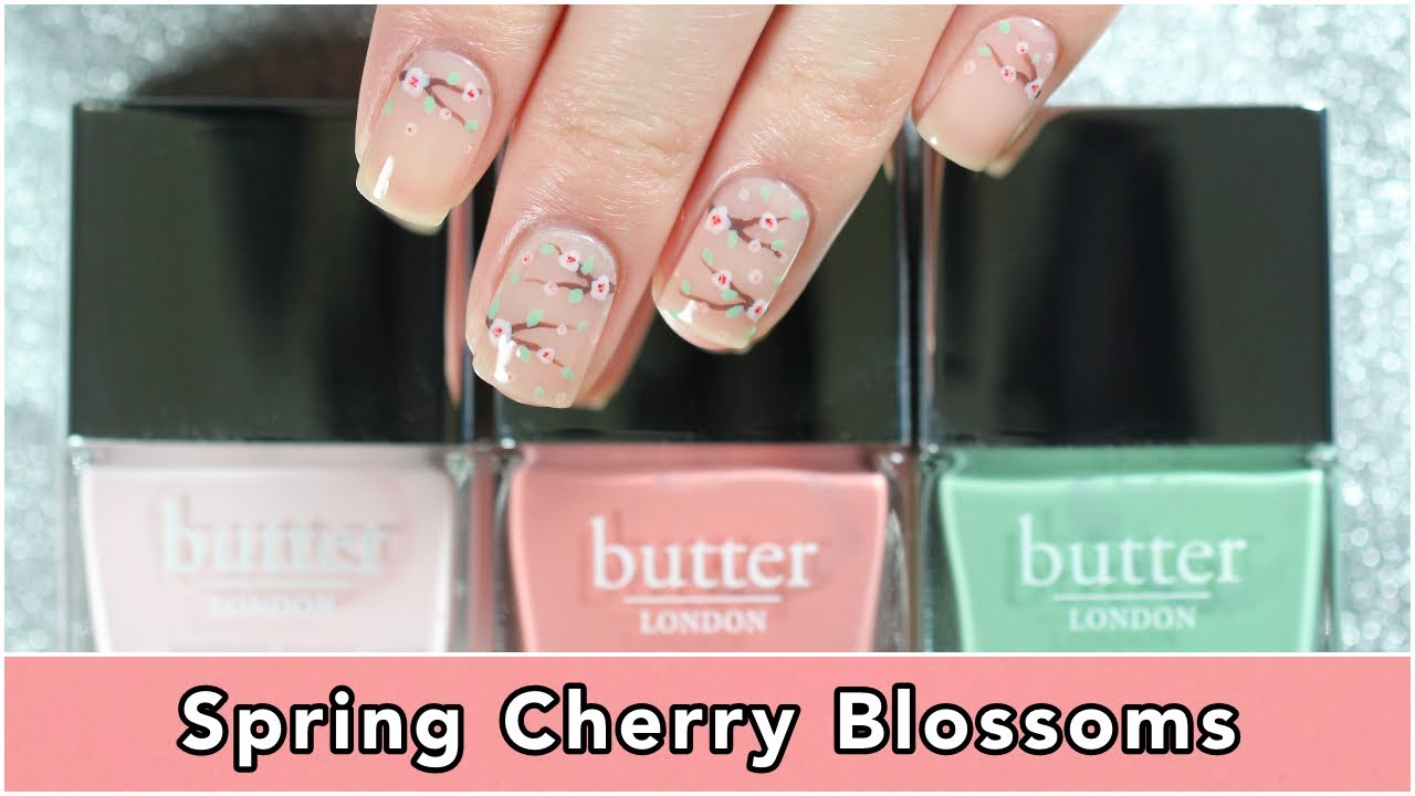 Spring Cherry Blossom Nail Art || caramellogram