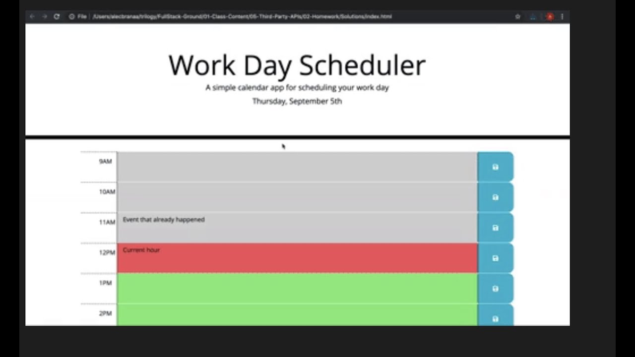 Work Day Scheduler | HTML, CSS, JavaScript