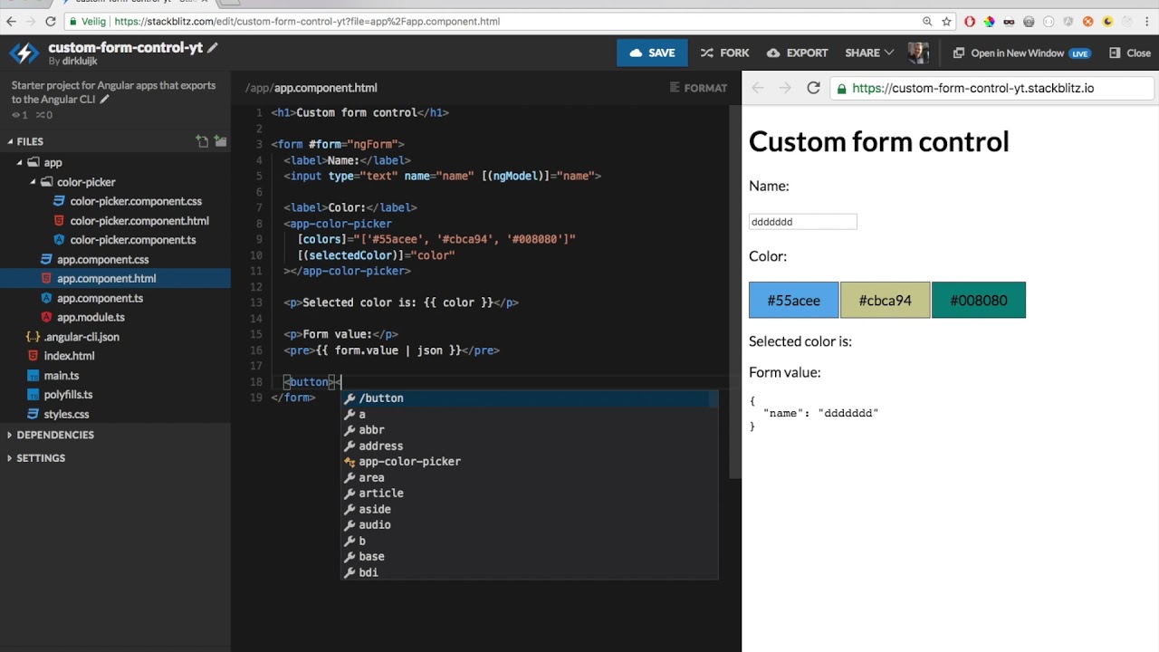 How to build a custom form control in Angular 5+