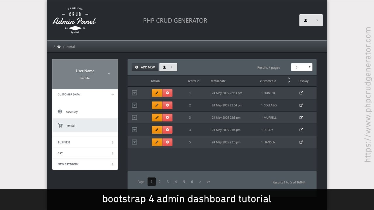 PHP CRUD Tutorial - Organize & customize the Bootstrap 4 Admin Navbar