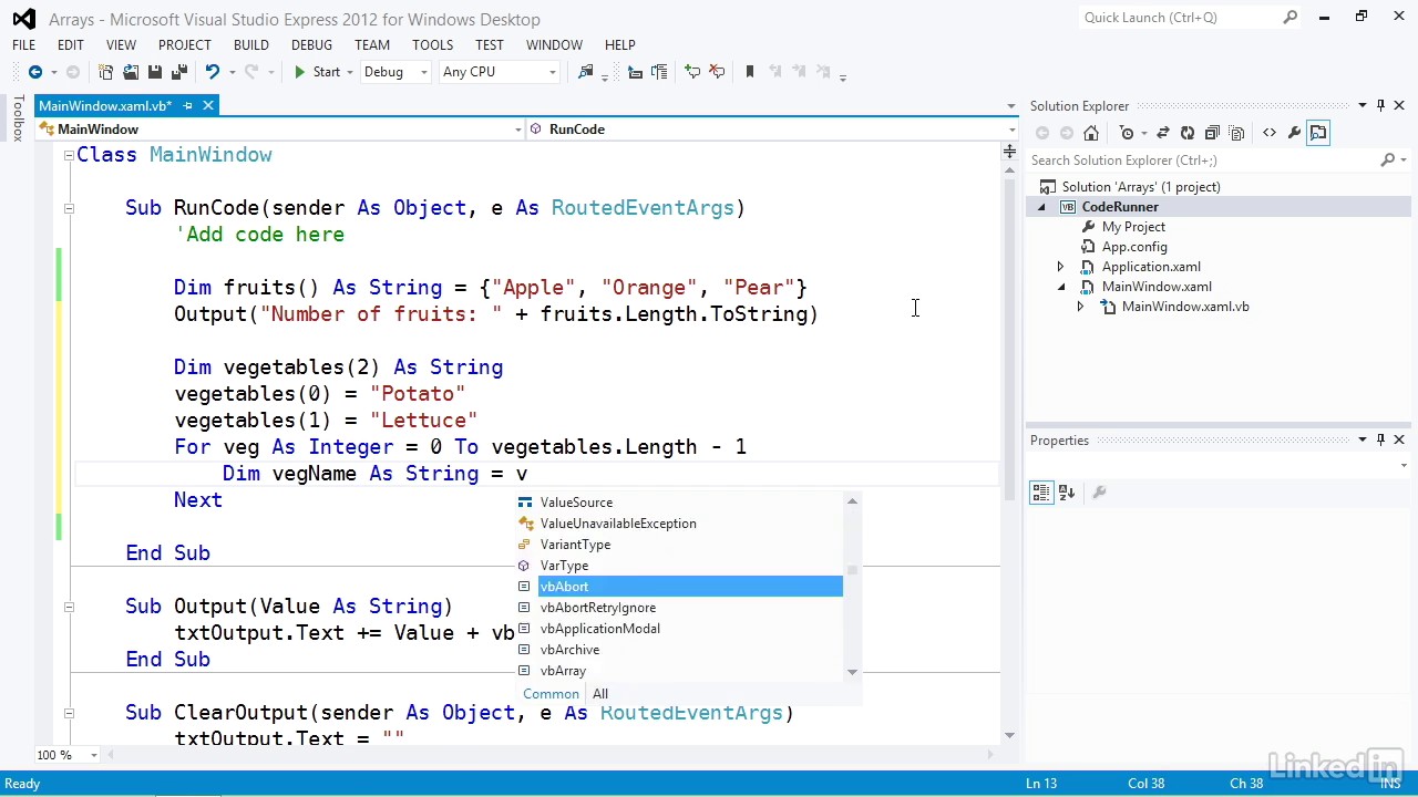 6 2 Arrays : Visual Basic Essential Training
