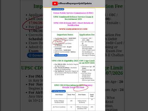 UPSC CDS II Defence Recruitment 2025 New Vacancy//#shortvideo #governmentjobs #jobvacancy