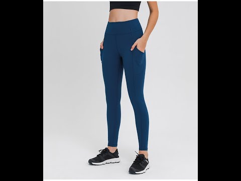 DL026 Yoga Pants with Pockets Tummy Control Workout Running Leggings with Pockets for Women