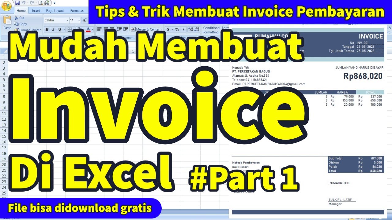 Mudah Membuat Invoice di Excel Part 1