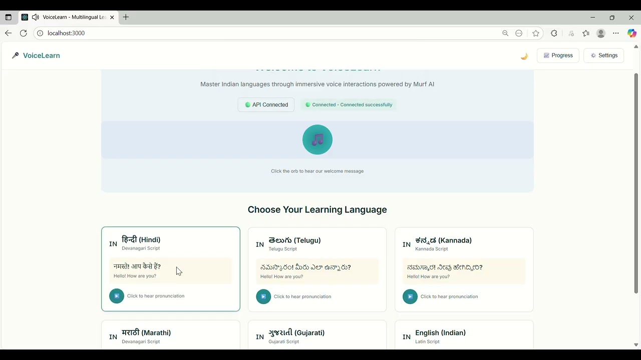 VoiceLearn: Multilingual Voice Learning Platform with Murf AI