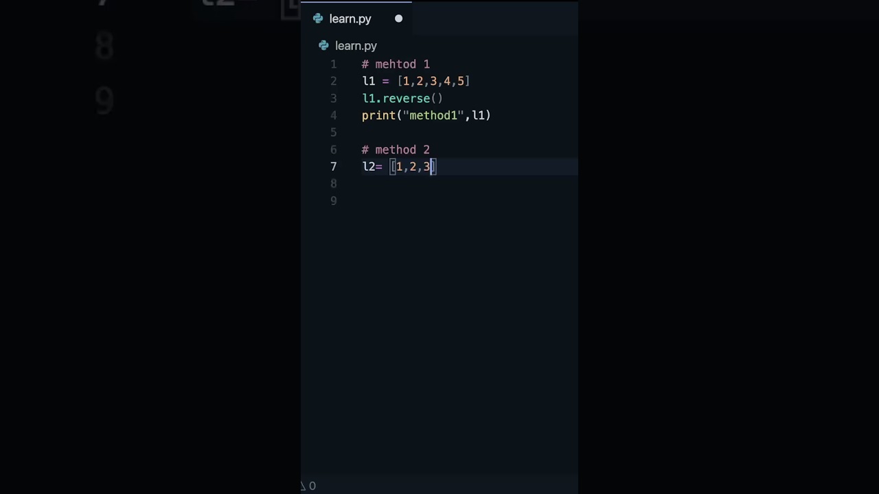 List Reversal In Python | How to Reverse Python List Quickly Part 1#python #pythoncoding #pythonlist
