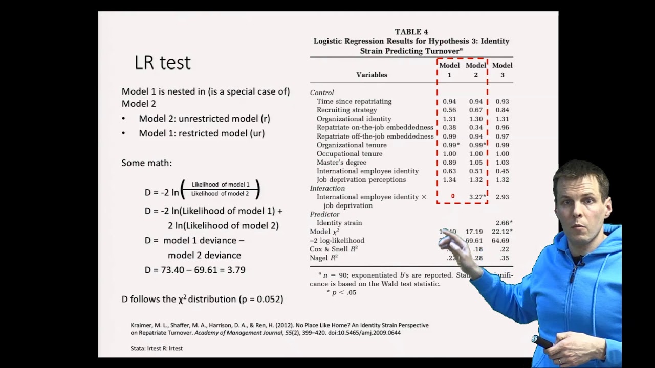 Nested model comparison with likelihood ratio test