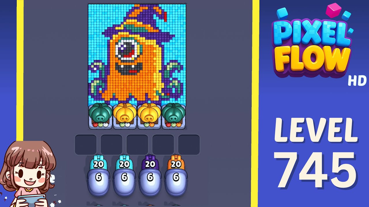 Pixel Flow Level 745 Solution Walkthrough