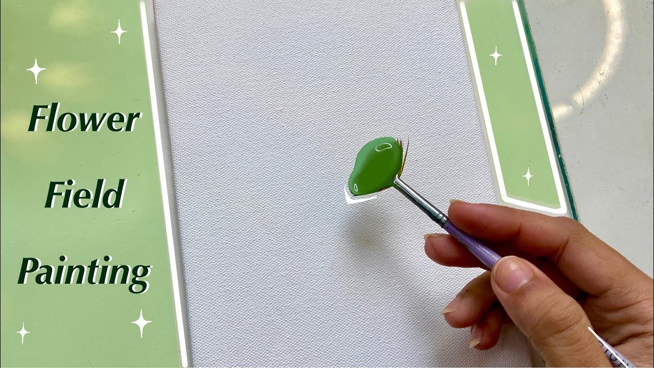 Painting a dreamy flower field/ acrylic painting tutorial for beginners