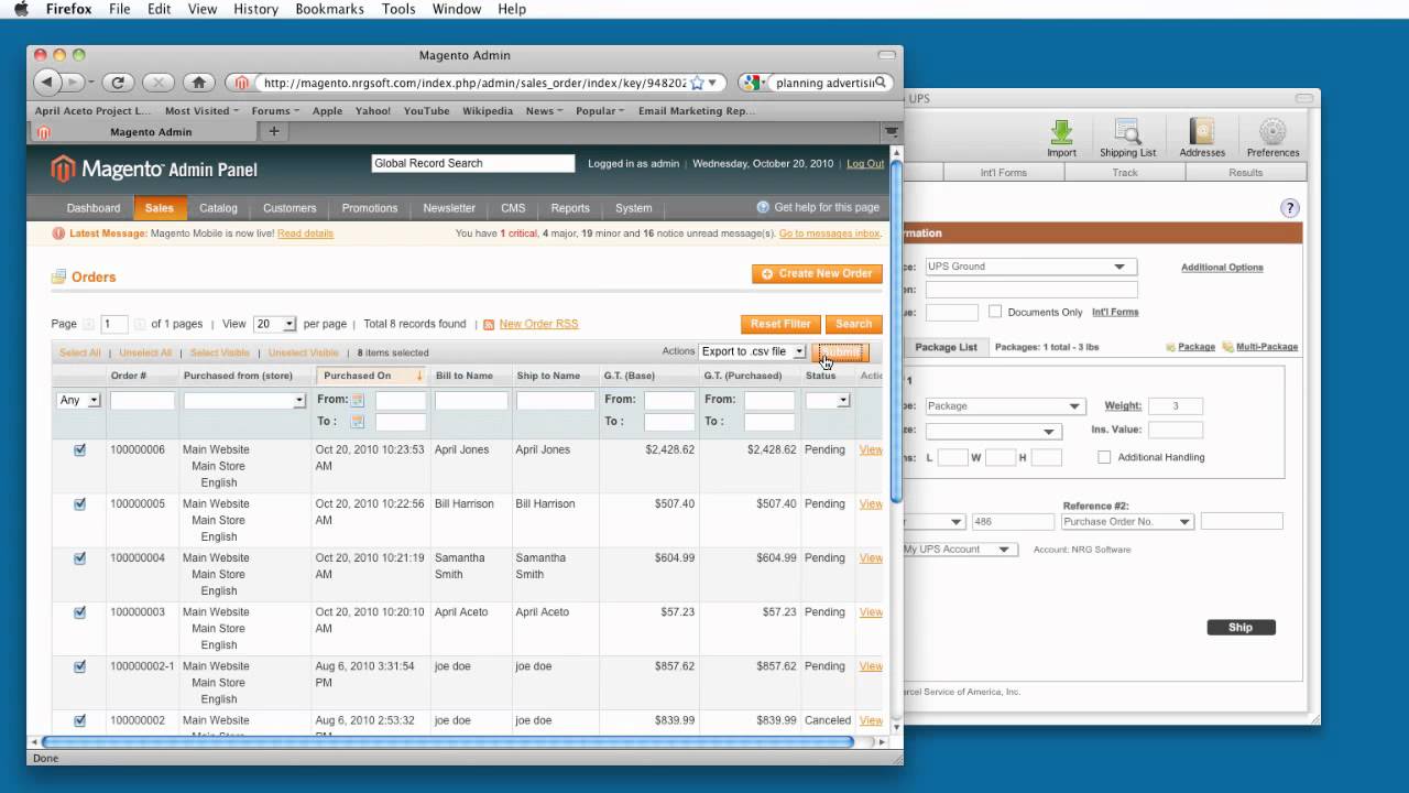 Importing Magento Orders into NRGship Pro for UPS
