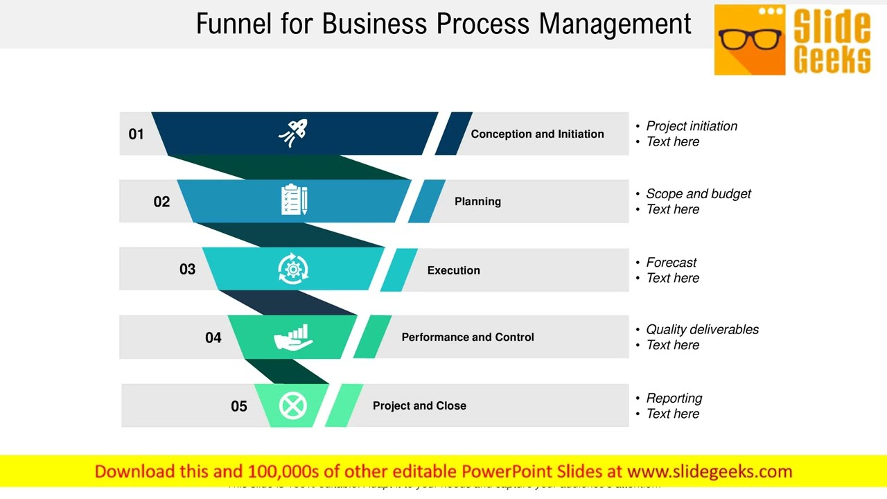 Funnel For Business Process Management Ppt PowerPoint Presentation Icon Graphics Wd