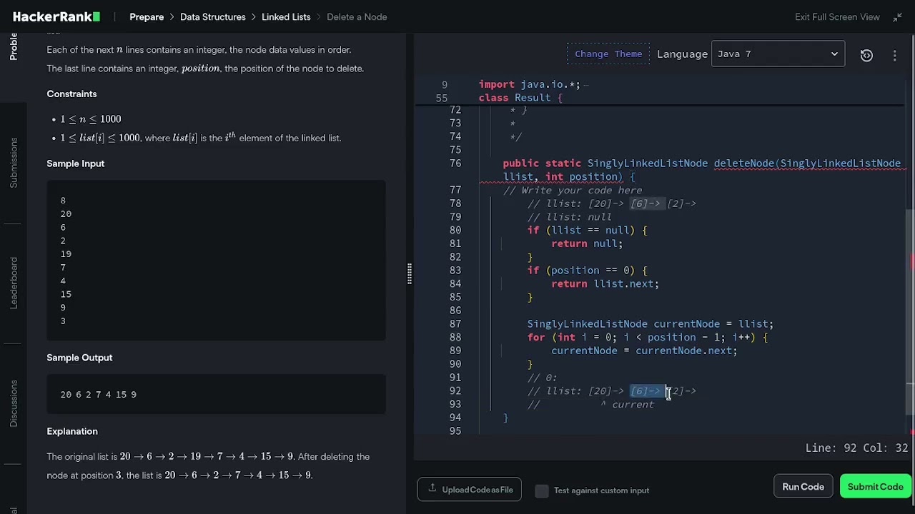 [11] HackerRank: Delete a Node | Step-by-Step Solution
