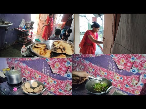बारिश⛈️⛈️ के मौसम में बच्चों🤷🏻 की फरमाइश पर कढ़ाई की बाटी संडे के ढेर सारे काम
