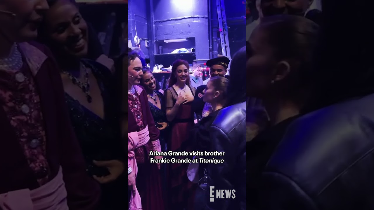 Ariana Grande visits her brother Frankie Grande and the cast of 
