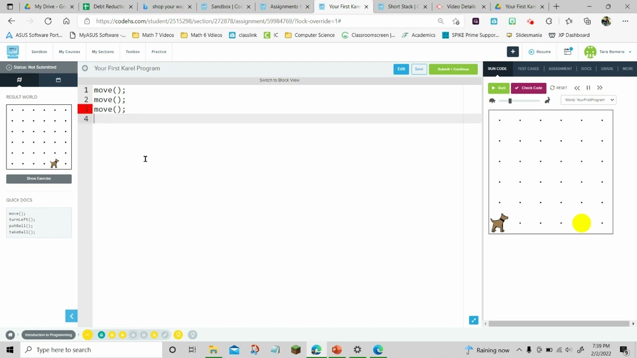 Your First Karel Program Text and Blocks CodeHS