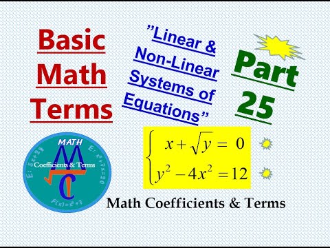 Basic Math Terms - Part 25 - "Linear & Non-Linear Systems of Equations".