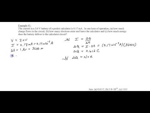 Chapter 20, Example 1 (How much charge, how many electrons, how much energy?)