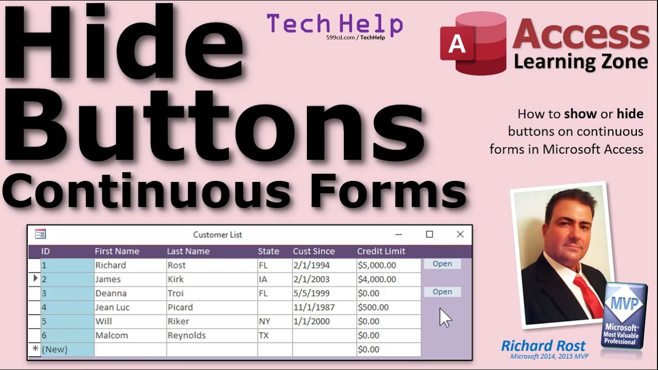 Show/Hide Buttons Based on Value of a Field in each Record in a Continuous Form in Microsoft Access