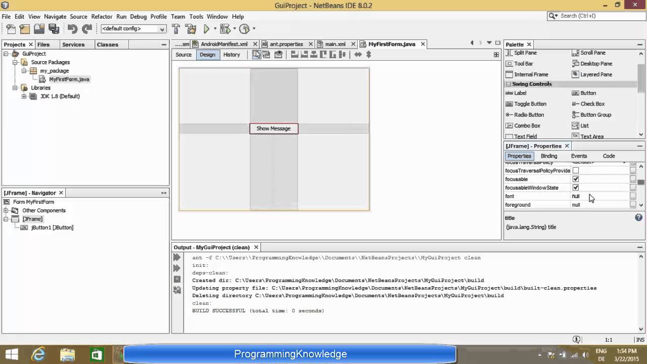 Creating First Java Swing GUI Application with NetBeans IDE