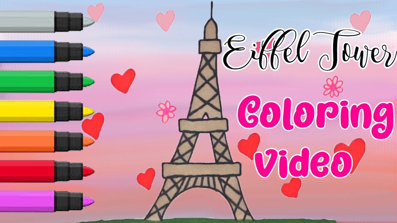EIFFEL TOWER BIRTHDAY COLORING PAGE🎈🌷/EIFFEL TOWER COLORING FOR KIDS/COLORING THE EIFFEL TOWER🎈🌷💐🌼🛵