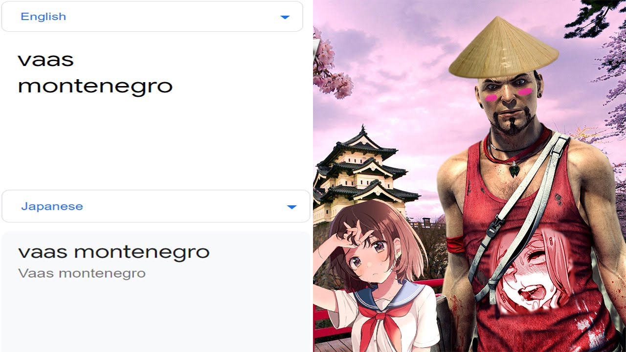 Vaas Montenegro in different languages meme