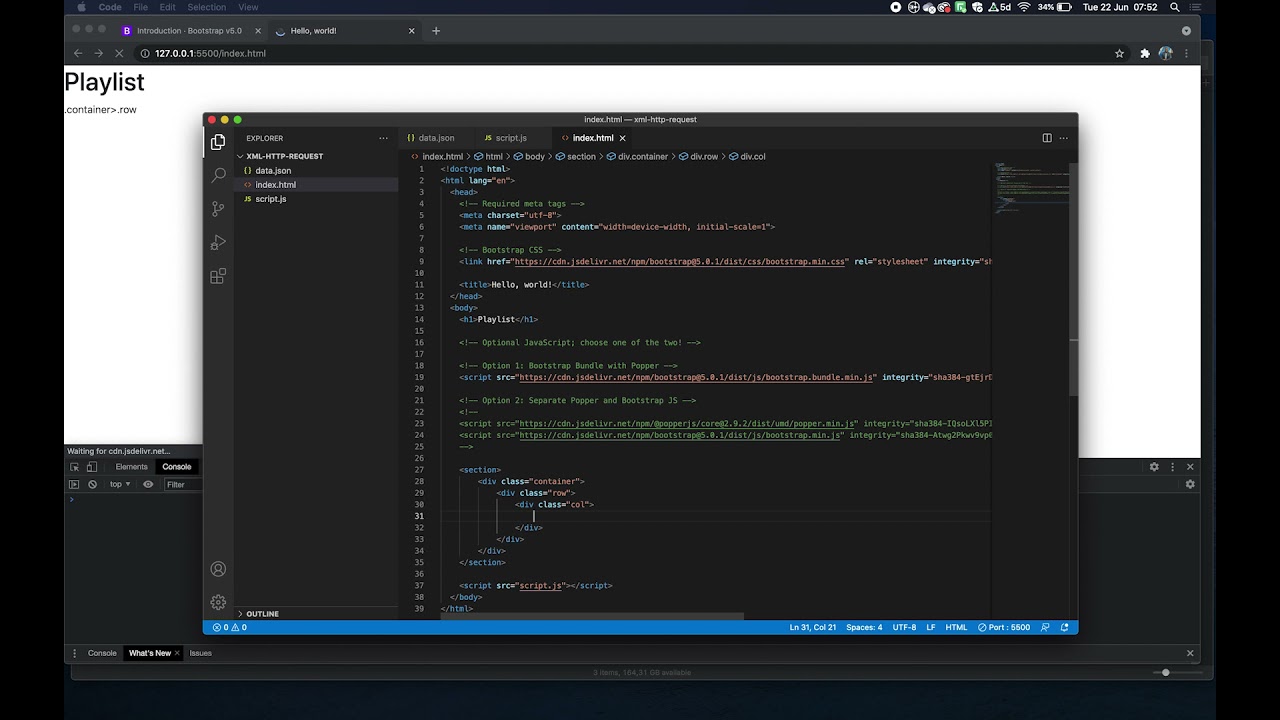 Display json data on HTML using javascript, xmlHttpRequest