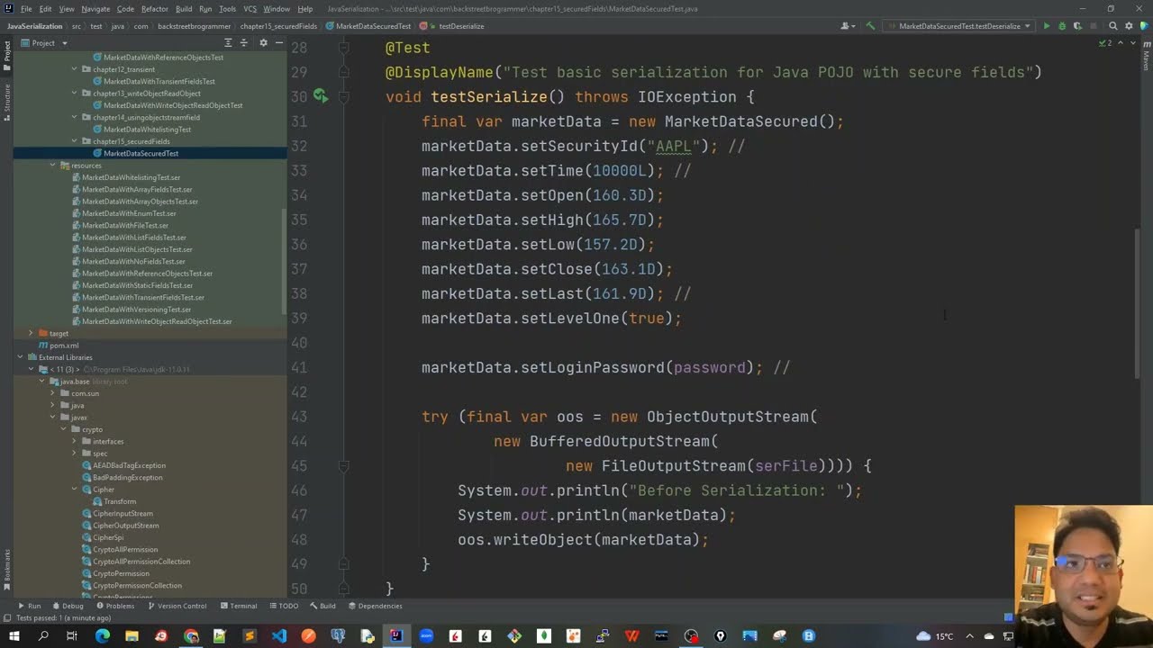 37 - Java Serialization - Protecting sensitive information using SHA1 - Unit Tests Code Demo