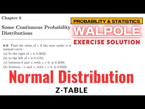 6.6: How to Find Z-Value from Area Under Normal Curve | Walpole Q6.6 Solved | Statistics by Walpole