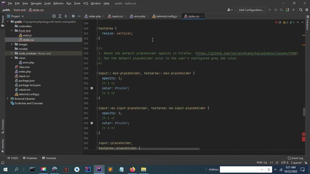 CssSyntaxError Unkown word